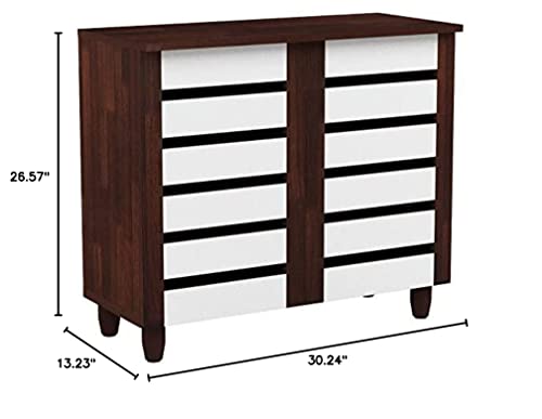 Baxton Studio Wholesale Interiors Gisela Oak and White 2-Tone Shoe Cabinet with 2 Doors