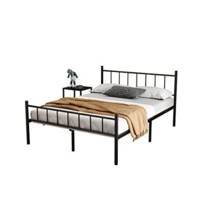 NEW JETO Queen Size Platform Bed Frame-Heavy Duty Steel Slats Support King Bed Frame, Metal Bed Frame Non-Slip Footbed Storage Space Under The Bed, Suitable for Bedroom, Dormitory, Queen