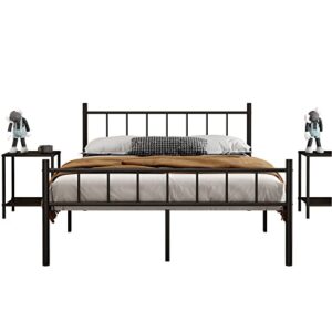 NEW JETO Queen Size Platform Bed Frame-Heavy Duty Steel Slats Support King Bed Frame, Metal Bed Frame Non-Slip Footbed Storage Space Under The Bed, Suitable for Bedroom, Dormitory, Queen