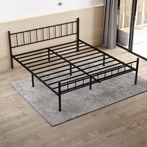 NEW JETO Queen Size Platform Bed Frame-Heavy Duty Steel Slats Support King Bed Frame, Metal Bed Frame Non-Slip Footbed Storage Space Under The Bed, Suitable for Bedroom, Dormitory, Queen