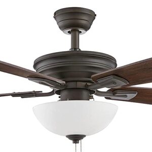 Hampton Bay Wellston II 44 in. Indoor LED Bronze Dry Rated Downrod Ceiling Fan with Light Kit and 5 Reversible Blades, 52044