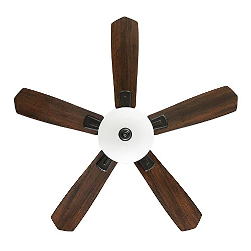 Hampton Bay Wellston II 44 in. Indoor LED Bronze Dry Rated Downrod Ceiling Fan with Light Kit and 5 Reversible Blades, 52044