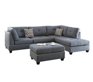 poundex linen-like fabric sofas in grey