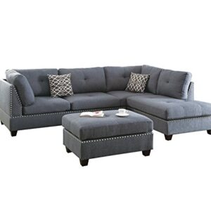 Poundex Linen-Like Fabric Sofas in Grey