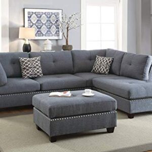 Poundex Linen-Like Fabric Sofas in Grey