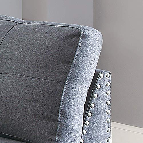 Poundex Linen-Like Fabric Sofas in Grey