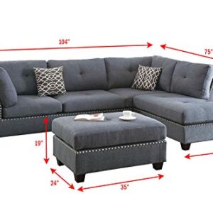 Poundex Linen-Like Fabric Sofas in Grey