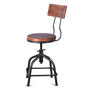 Topower Farmhouse Kitchen Stool, Industrial Counter Stool, Kitchen Deco Round Seat Standard Height Adjustable Swivel Bar Stools with Backrest Indoor House Design Wood Backrest Black Set of 2