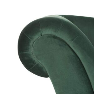 Safavieh Home Caiden Modern Emerald Green Velvet and Espresso Chaise Lounge Chair