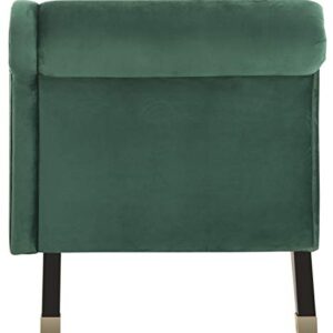 Safavieh Home Caiden Modern Emerald Green Velvet and Espresso Chaise Lounge Chair