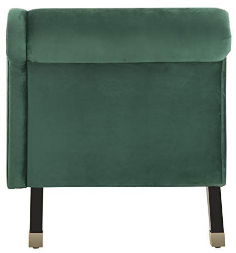 Safavieh Home Caiden Modern Emerald Green Velvet and Espresso Chaise Lounge Chair