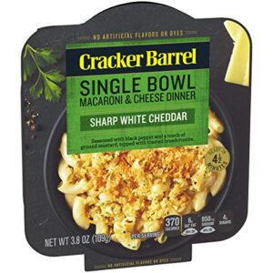 Cracker Barrel Single Bowl Sharp White Cheddar Macaroni and Cheese Dinner (3.8 oz Bowls, Pack of 6)