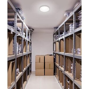 Hampton Bay 12 in. Round LED Flush Mount Light Pantry Laundry Closet Light 1000 Lumens Dimmable 4000K Bright White, 54074391