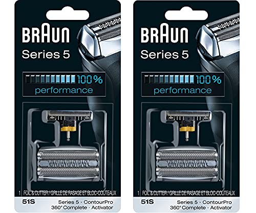 BRAUN 51S 8000 Series 5 360 Complete Activator ContourPro Shaver Foil & Cutter Head Replacement Pack, 2 Count