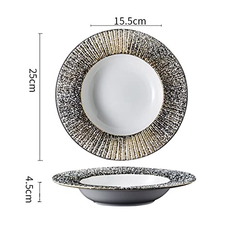 KOWMcp Dinner Plates Creative Straw Hat Shaped Ceramic Plate Noodle Soup Plate Home Dining Room Decorative Tableware Tray Dinner Plate