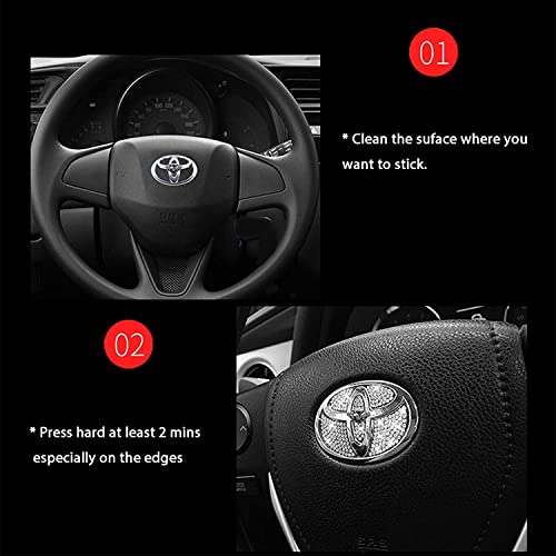 Jaronx Crystal Steering Wheel Bling Emblem Compatible with Toyota Camry Corolla RAV4 Highlander MARKX 2015-2020, Sparkly Emblem Overlay Diamond Decal Emblem Bling Accessories Compatible with Toyota