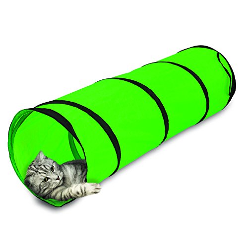 Petmate Jackson Galaxy Cat Crawl Solid Tunnel, Green/Orange