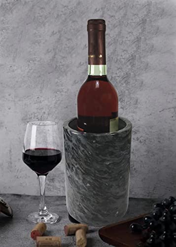 Marble Wine Cooler，Suitable for Wine Barrels or Champagne Cooler 750 ml Bottles, Ideal Gift for Wine Enthusiasts（black）