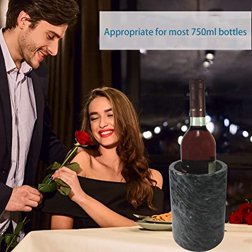 Marble Wine Cooler，Suitable for Wine Barrels or Champagne Cooler 750 ml Bottles, Ideal Gift for Wine Enthusiasts（black）