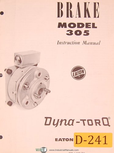 Eaton Dyna Torq, Model 305, Brake Instructions Manual