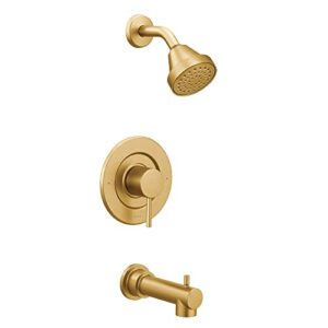 moen align brushed gold posi-temp pressure balancing eco-performance modern tub and shower trim kit, valve required, t2193epbg