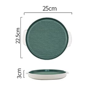 KOWMcp Dinner Plates 1Pcs Ceramic Oven to Table Bakeware Matte Round Baking Dish Grill Dinner Plates, Food Serving Dinner Trays (Color : Yellow, Size : M)