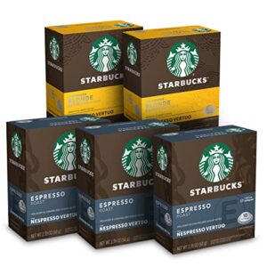 starbucks by nespresso blonde & dark roast variety pack coffee & espresso (50-count single serve capsules, compatible with nespresso vertuo line system)