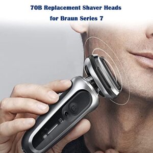 Series 7 70B Shaver Head Replacement Fit for Braun Series 7 Electric Razor for Men, 70B Electric Shaver Replacement Heads Blades Compatible with Braun Series 7 7720, 750CC, 760CC, 765C, Easily Attach