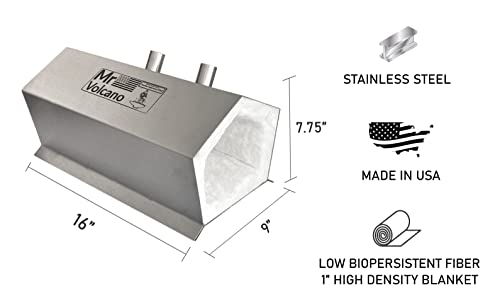 Mr Volcano Hero 2 - Portable Propane Forge (Complete Kit - Now with Superwool XTRA) MADE IN USA (Stainless Steel) Double Burner Artist Hobby Knife Making Tool Making Farrier Blacksmith