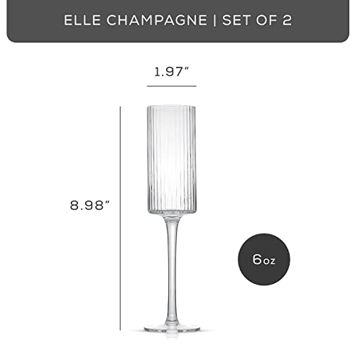 JoyJolt Fluted Champagne Flutes – ELLE 6oz Champagne Glasses. Unique Champagne Flute, Mimosa Glasses, Cocktail Glasses or Wedding Champagne Flutes. Vintage Style Drinking Glasses