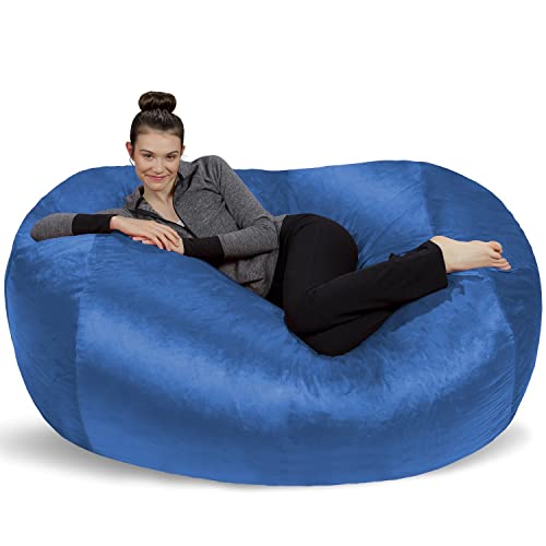 Sofa Sack - Plush Bean Bag Sofas with Super Soft Microsuede Cover - XL Memory Foam Stuffed Lounger Chairs For Kids, Adults, Couples - Jumbo Bean Bag Chair Furniture - Royal Blue 6'