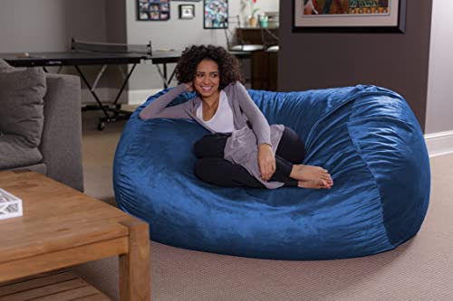 Sofa Sack - Plush Bean Bag Sofas with Super Soft Microsuede Cover - XL Memory Foam Stuffed Lounger Chairs For Kids, Adults, Couples - Jumbo Bean Bag Chair Furniture - Royal Blue 6'