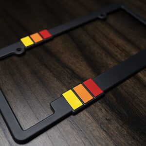 classic retro heritage stripe license plate frame – fits toyota – yellow orange red