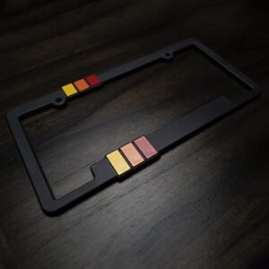 Classic Retro Heritage Stripe License Plate Frame - Fits Toyota - Yellow Orange Red