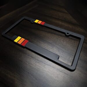 Classic Retro Heritage Stripe License Plate Frame - Fits Toyota - Yellow Orange Red