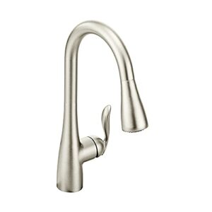 moen arbor spot resist stainless one-handle pulldown kitchen faucet with sprayer and a reflex docking system, kitchen sink faucet featuring power boost for a faster clean, 7594srs