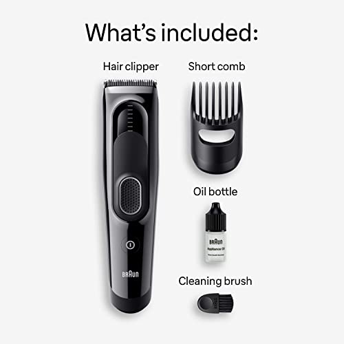 Braun Hair Clippers Series 5 5310, Hair Clippers for Men, Hair Clip from Home with 9 Length Settings, Incl. Memory SafetyLock Recall Setting, Ultra-Sharp Blades, 2 Combs,