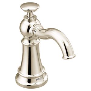 moen s3945nl traditional deck mounted kitchen soap dispenser with above the sink refillable bottle, polished nickel