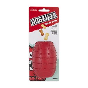 petmate dogzilla treat pod toy, red, large