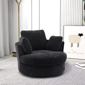 Setawix 42.2" W Swivel Barrel Chair Swivel Accent Sofa with Pillows 360 Degree Swivel Round Sofa Modern Oversized Arm Chair Cozy Club Chair for Bedroom, Living Room, Lounge, Hotel