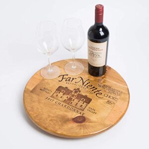 far niente estate wine crate lazy susan by alpine wine design, golden oak finish