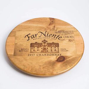 Far Niente Estate Wine Crate Lazy Susan by Alpine Wine Design, Golden Oak Finish