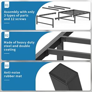 Mr IRONSTONE New Twin Bed Frame, 1600 lbs Load-Bearing, 14 Inch Platform Heavy Duty Steel Slats Support with Large Storage Space, Twin Size Bed Frame No Box Spring Needed, Easy Assembly, Noise-Free