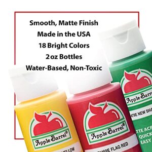 Apple Barrel PROMOABII Matte Finish Acrylic Craft Paint Set Designed for Beginners and Artists, Non-Toxic Formula That Works on All Surfaces, 2 Fl Oz (Pack of 18), 18 Colors May Vary, Count