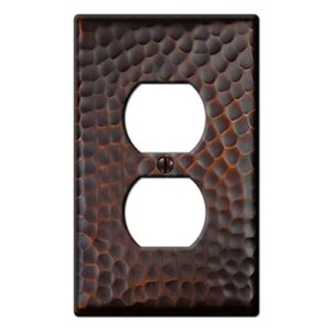 hampton bay hammered 1 duplex outlet plate – aged bronze