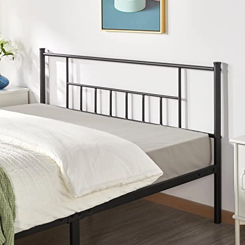 Yaheetech 13 inch Queen Size Metal Bed Frame with Headboard and Footboard Platform Bed Frame with Storage No Box Spring Needed Mattress Foundation for Adults Black