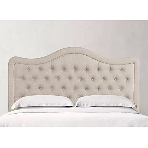 Rosevera Niana Adjustable Headboard with Fine Linen Upholstery and Button Tufting for Bedroom, Queen (U.S. Standard), Beige