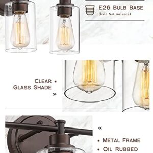 FEMILA 3-Light Vanity Light,Farmhouse Bathroom Light Fixtures,Metal Wall Sconce with Clear Glass Shade,Oil Rubbed Bronze Finish,4FYC56B-3W ORB