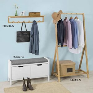 Haotian FSR63-W, White Shoe Bench Shoe Rack Shoe Cabinet Hallway Storage Bench with Seat Cushion