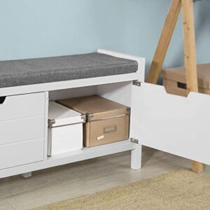 Haotian FSR63-W, White Shoe Bench Shoe Rack Shoe Cabinet Hallway Storage Bench with Seat Cushion